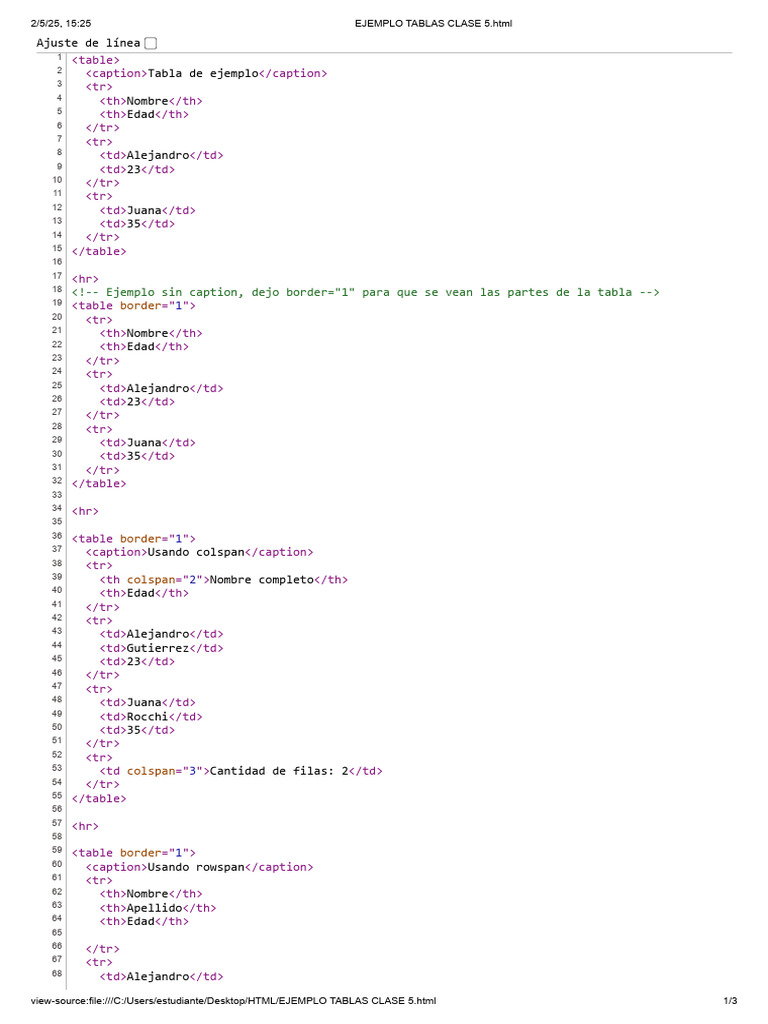 Ejemplo Tablas Clase 5 PDF | PDF