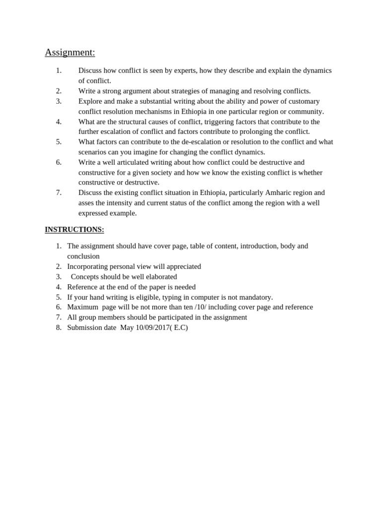 Peace and Conflict Assignments | PDF