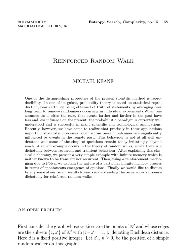 Random Walk | PDF | Probability Theory | Stochastic Process