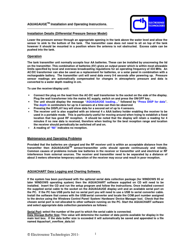 Aquagauge Installation Instructions July 22026 | PDF | Usb | Personal Computers