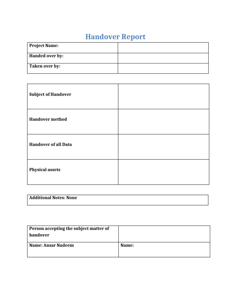 Employee Handing Over Form | PDF