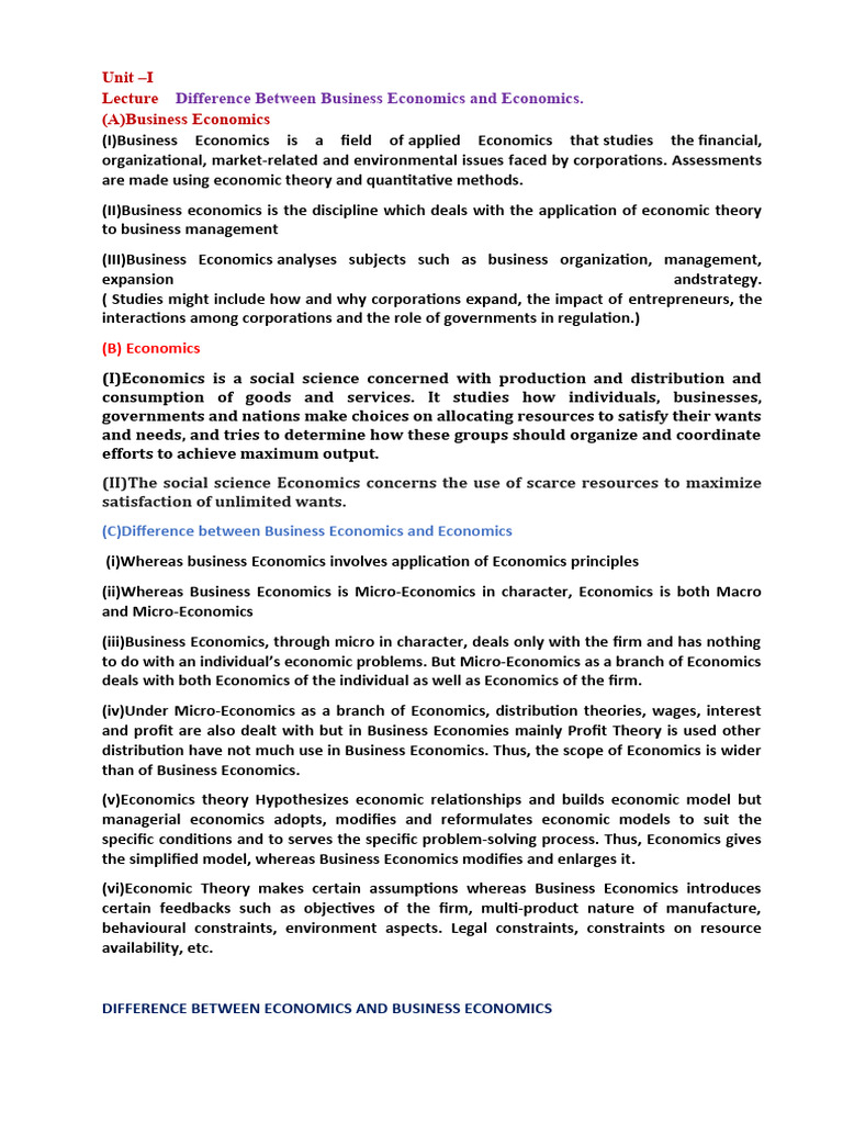 Business Economics | PDF | Economics | Business Economics