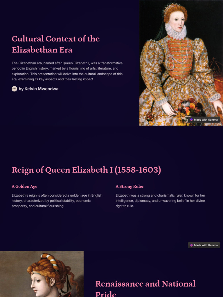 Cultural Landscape of the Elizabethan Era | PDF