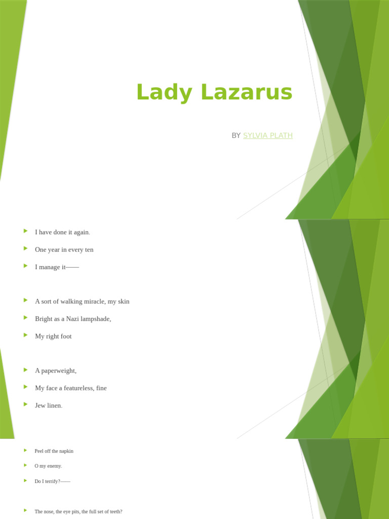 Lady Lazarus: A Poetic Resurrection | PDF