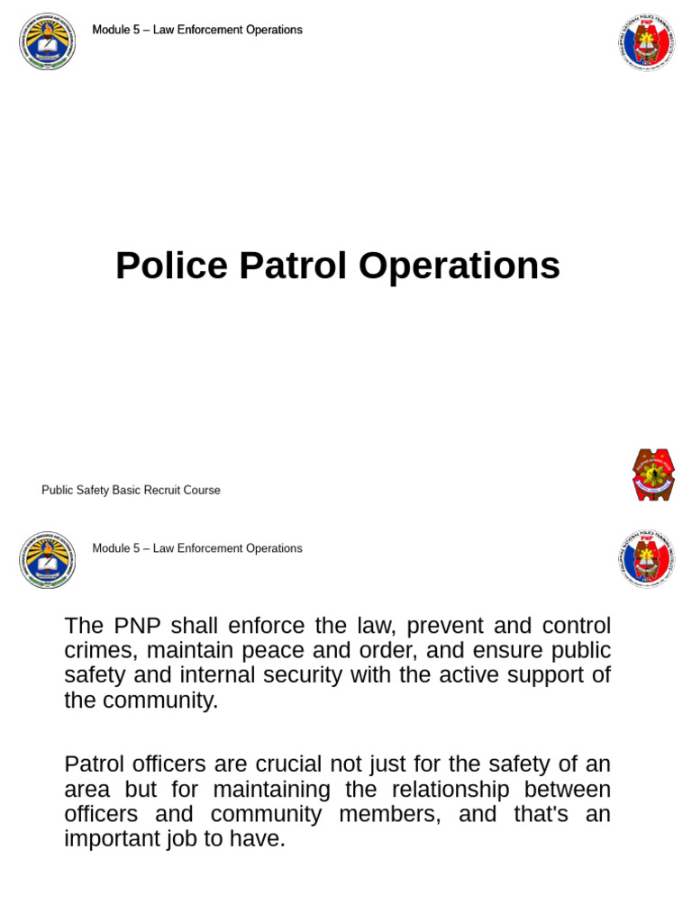 Police Patrol Operations PPT | PDF | Police | Patrol