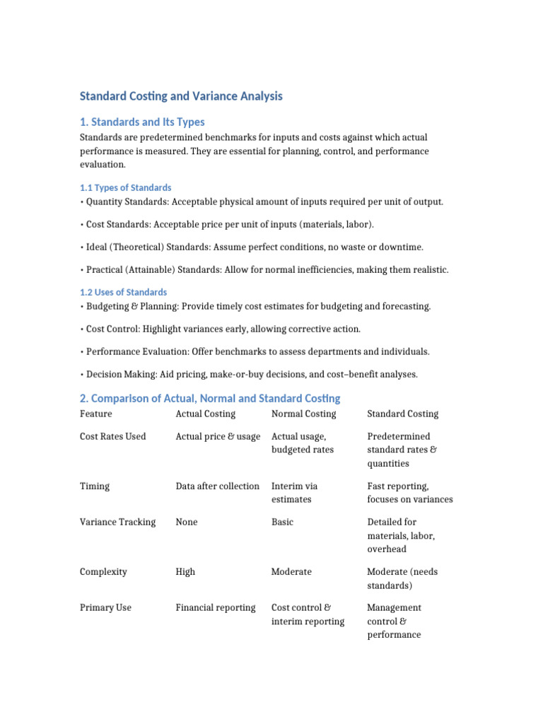Standard Costing Variance Analysis | PDF | Variance | Cost Accounting