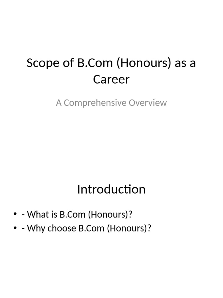 BCom Honours Career Scope | PDF