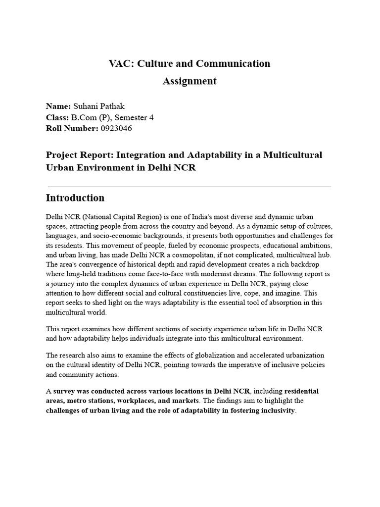 VAC - Culture and Communication Assignment | PDF | Cost Of Living