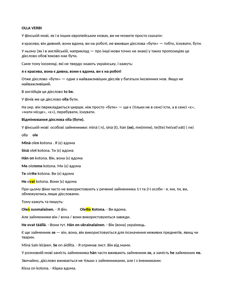 Olla Verbi (Uusi) | PDF