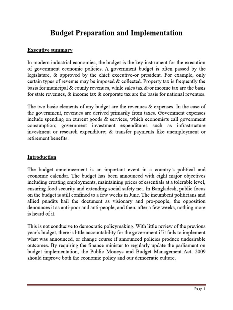 Budget Preparation and Implementation Overview | PDF | Government ...