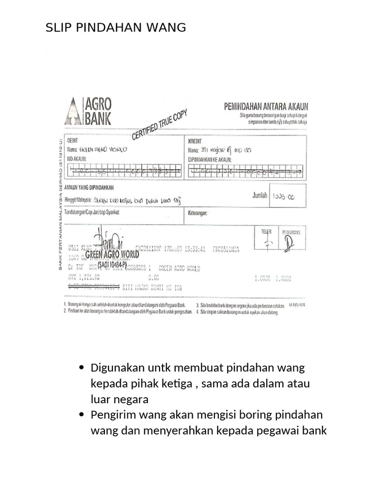 Slip Pindahan Wang, Slip Transaksi Bank, Urus Niaga Atas Talian | PDF