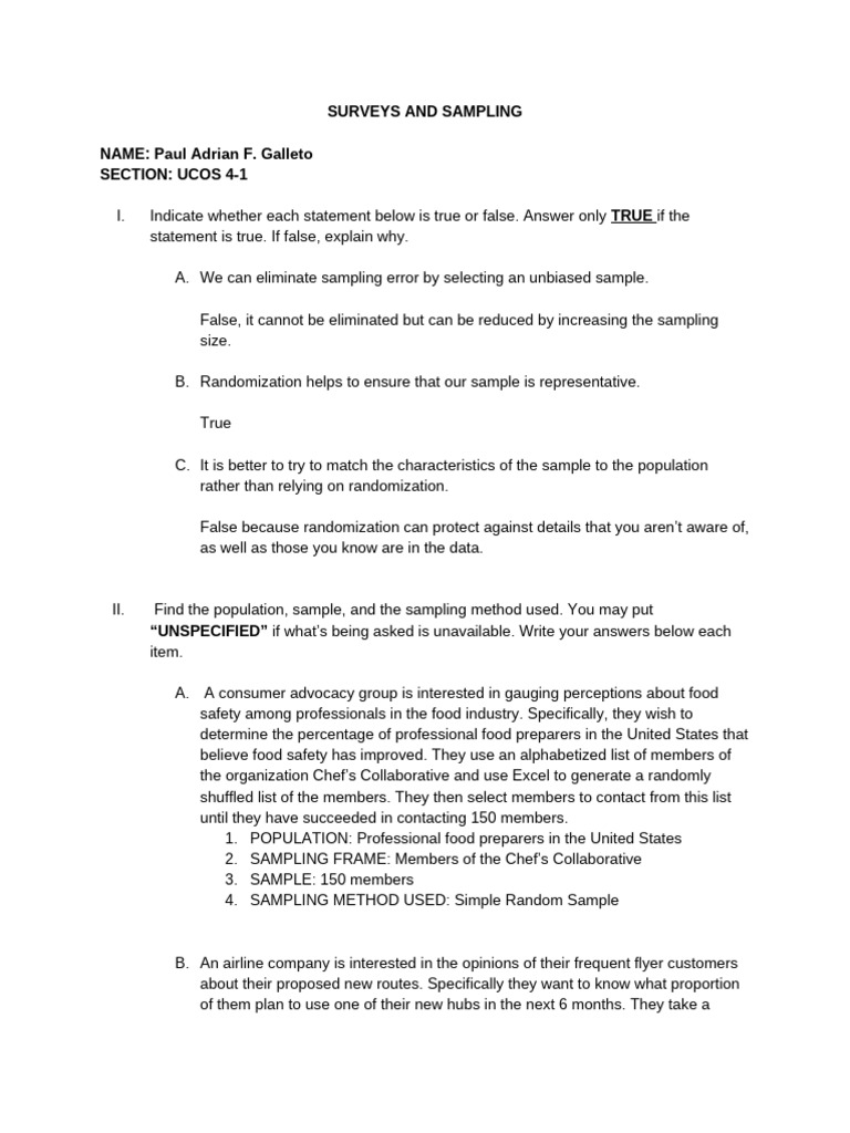 2 ACT Surveys and Sampling | PDF | Sampling (Statistics) | Scientific ...