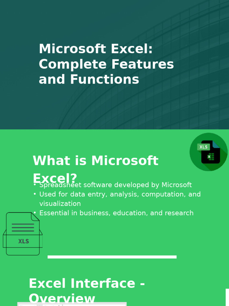 Microsoft Excel Complete Features and Functions | PDF | Microsoft Excel | Spreadsheet