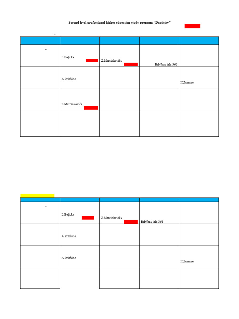 Dentistry Spring Semester Schedule 2024 | PDF