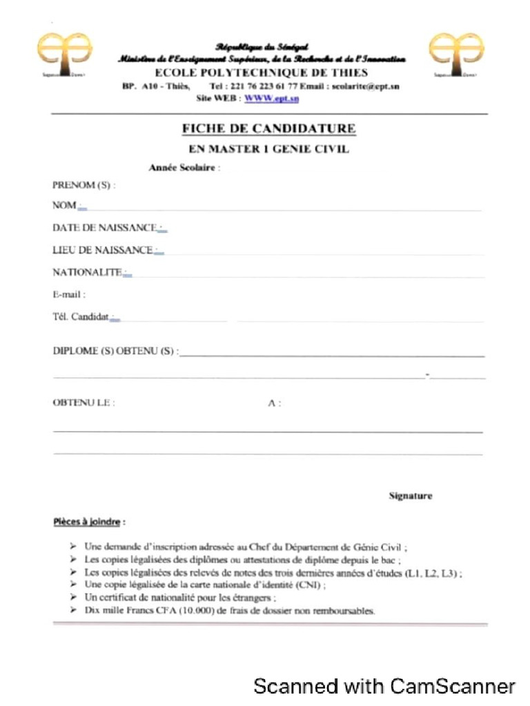 Fiche D'inscription | PDF