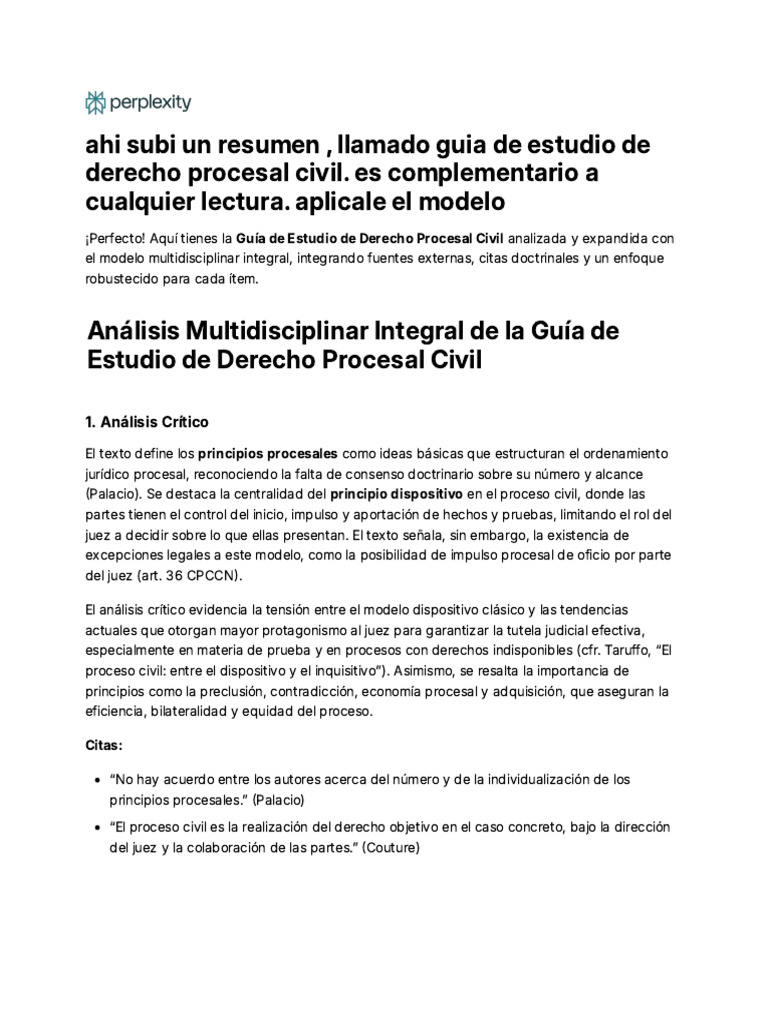 Ahi Subi Un Resumen, Llamado Guia de Estudio de D | PDF | Ley procesal | Procedimiento Civil