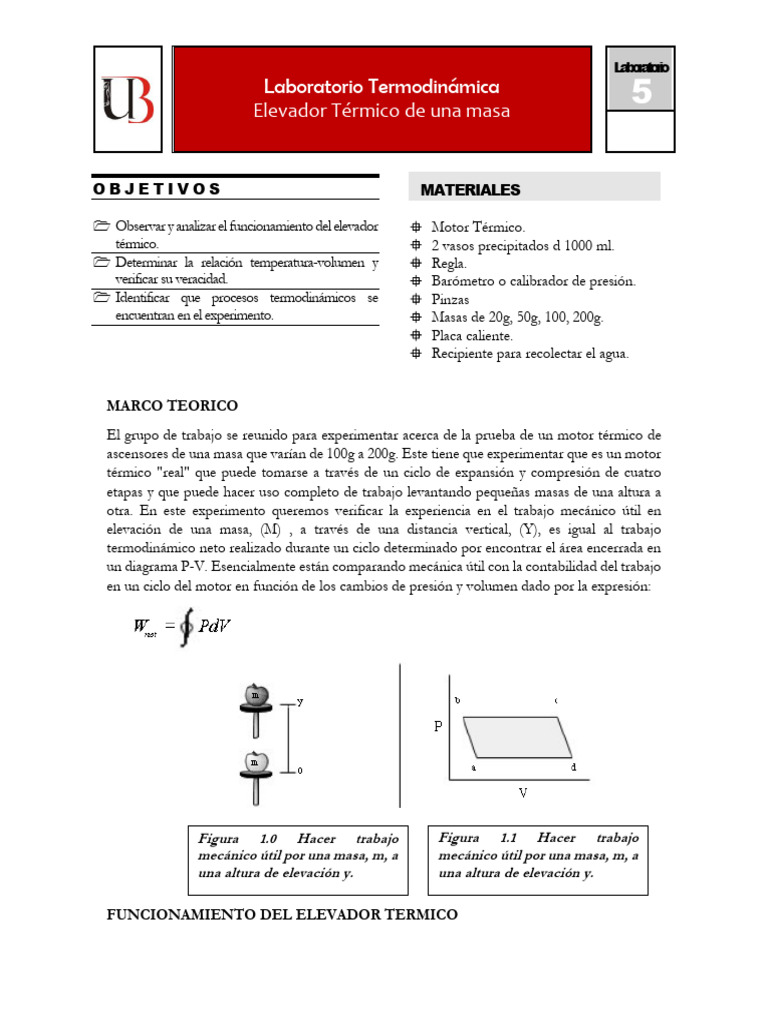 Guia Elevador Termico de Una Masa | PDF | Gases | Termodinámica