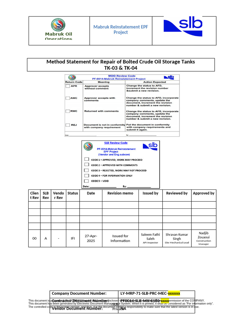 MOS for Tank Repair TK03 and TK04 | PDF | Welding | Construction