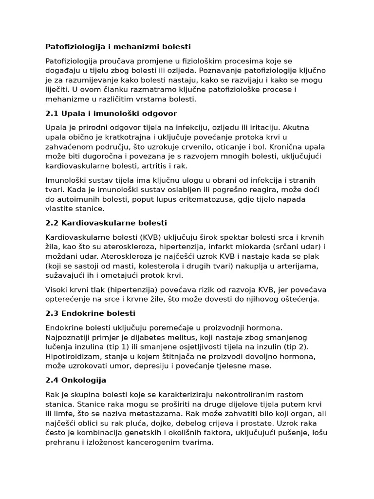 Patofiziologija I Mehanizmi Bolesti | PDF