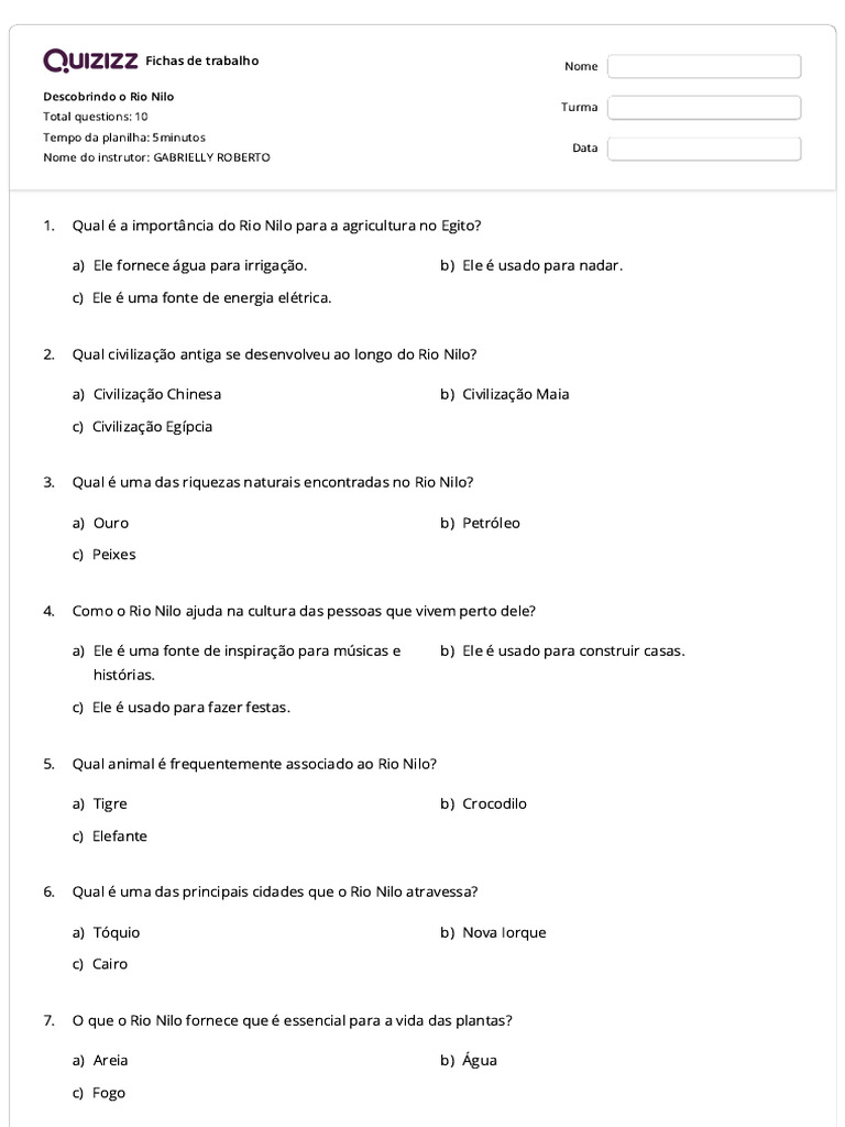 Descobrindo o Rio Nilo | PDF | Antigo Egito | Egito