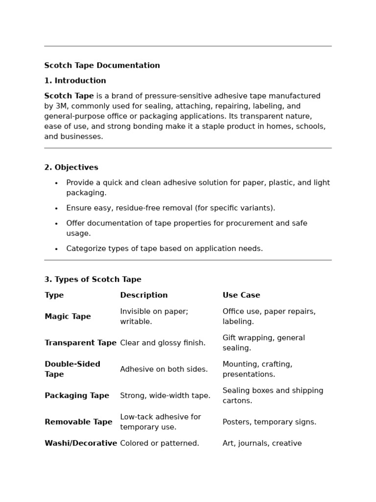 Scotch Tape Documentation | PDF | Adhesive | Recycling