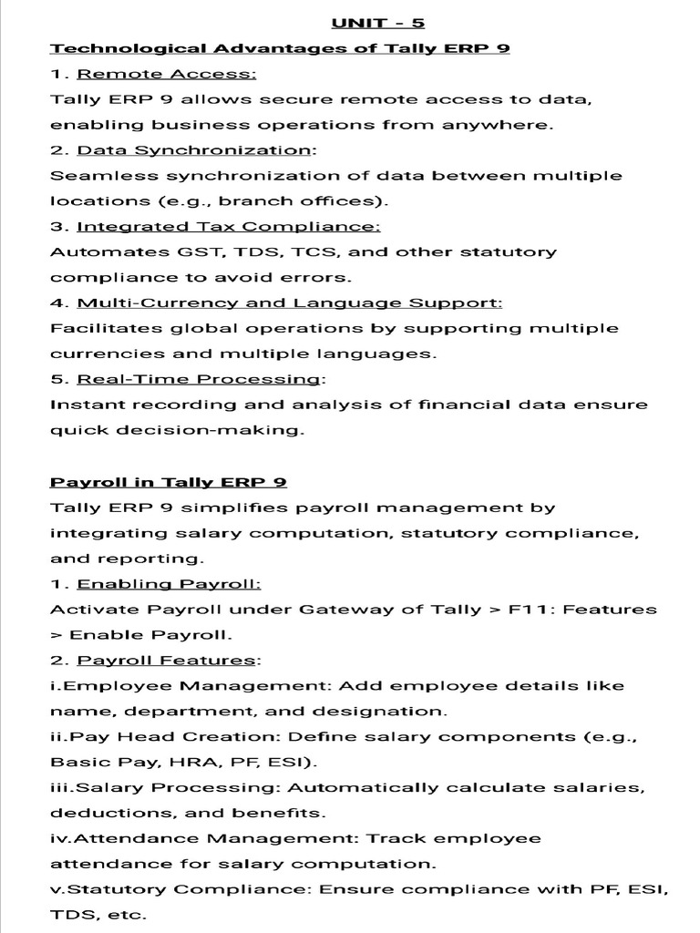 Tally Unit 5 | PDF