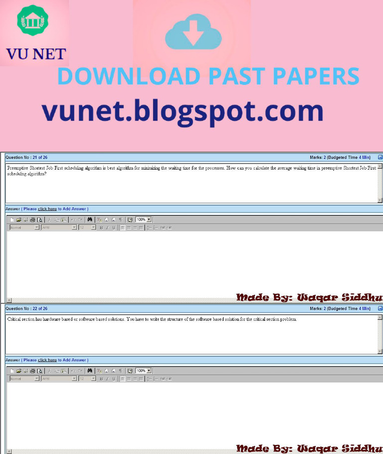 CS604 Mid-Term Subjective Waqar by VUNET | PDF