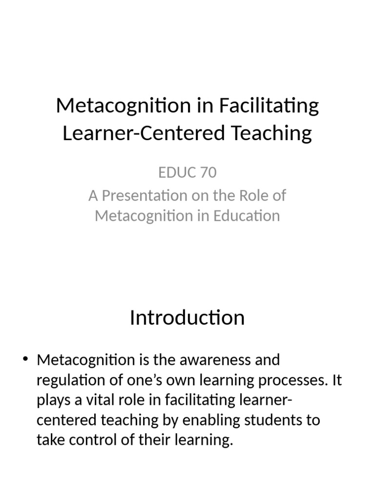Metacognition Learner-Centered Teaching | PDF