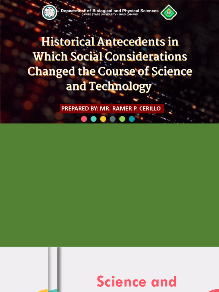 Historical Antecedents in Which Social Considerations Changed The ...