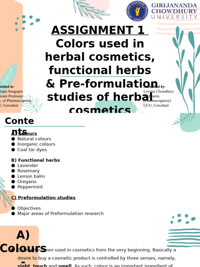 Colors and Preformulation | PDF | Solubility | Pharmaceutical Formulation