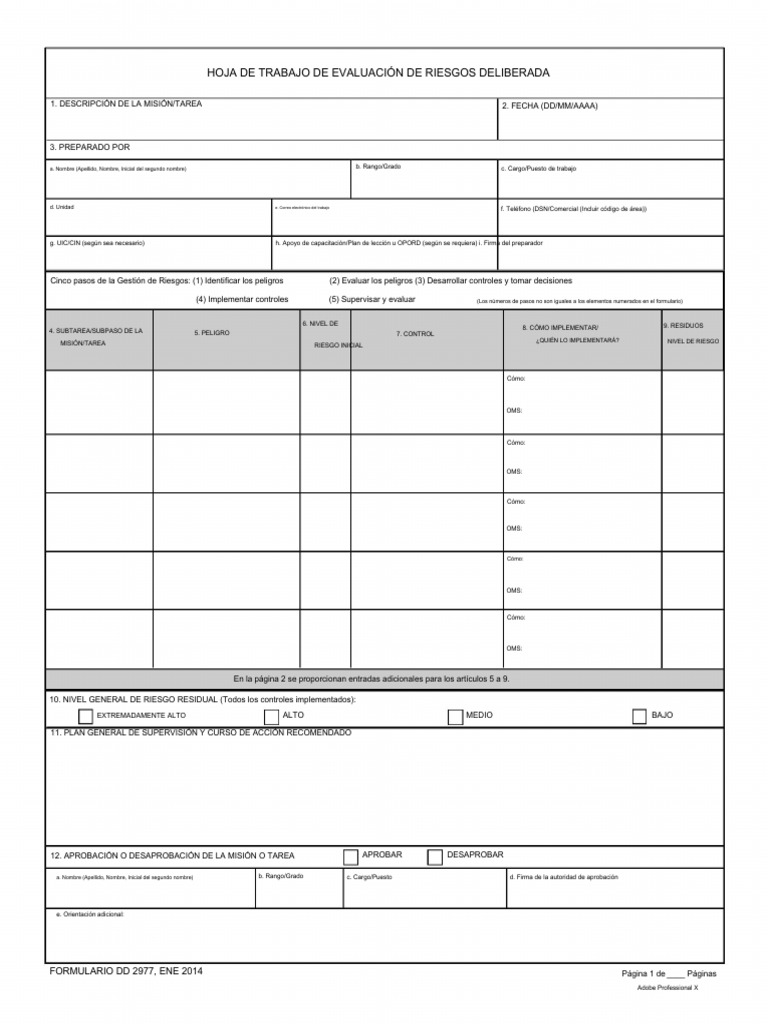 DD Form 2977 | PDF | Evaluación de riesgos | Riesgo