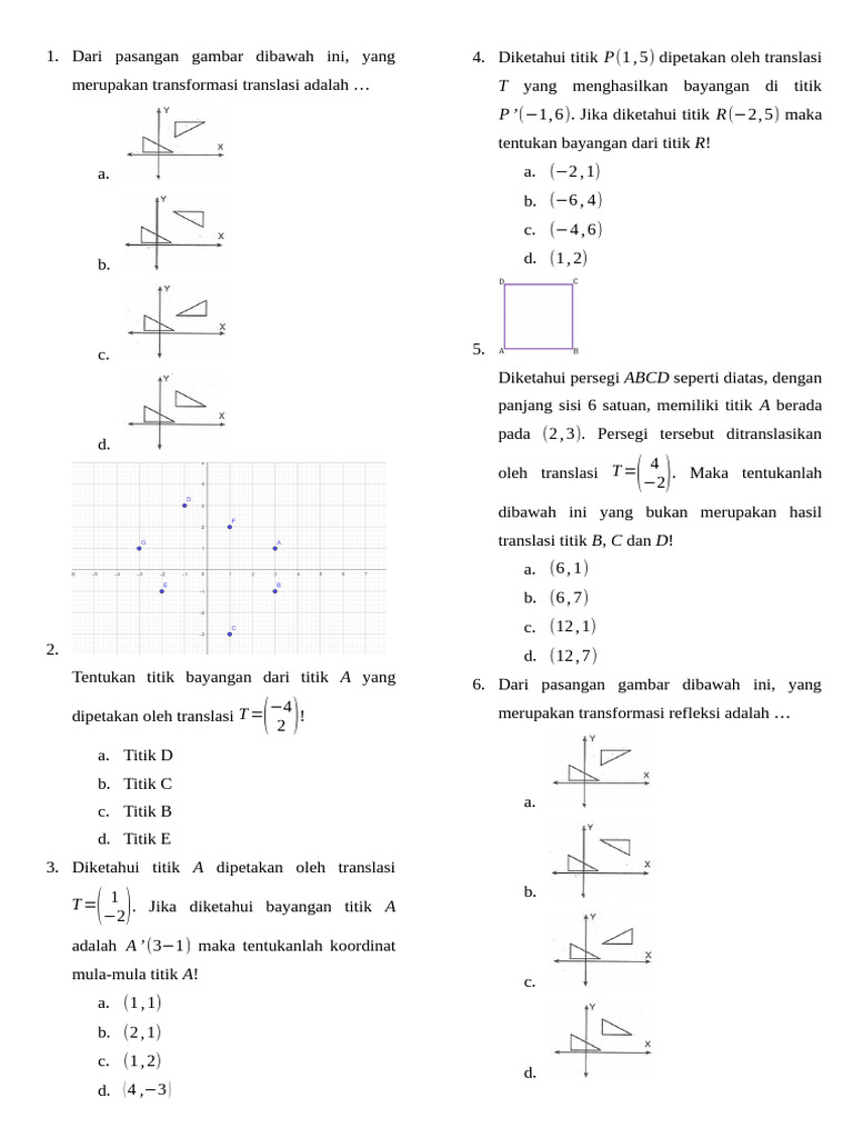 Soal Transformasi Geometri Uas | PDF