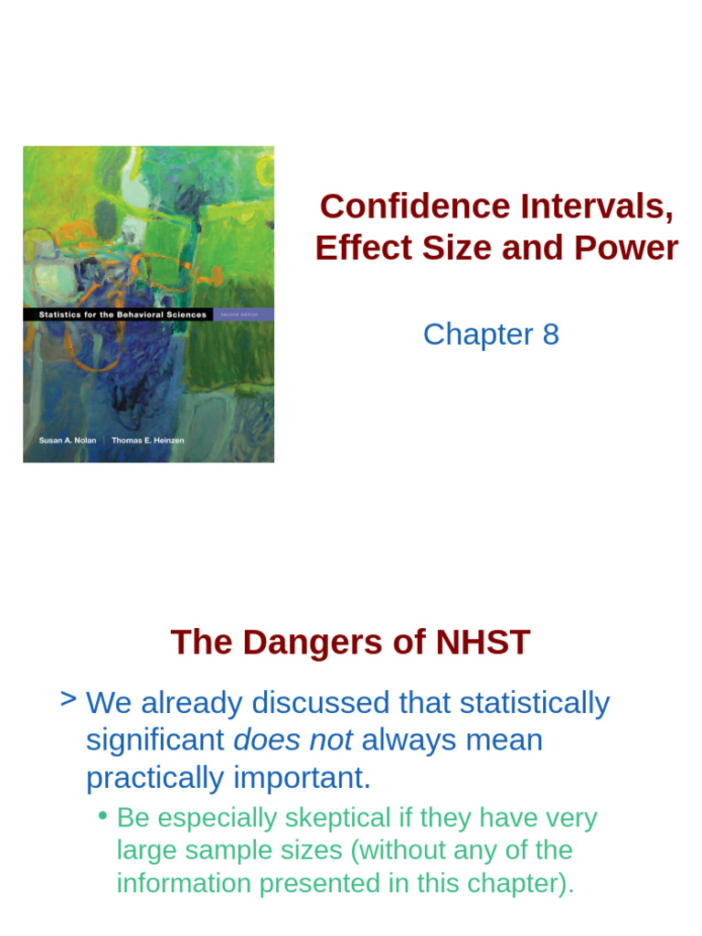 Confidence Intervals, Effect Size and Power | PDF | Type I And Type Ii Errors | Effect Size