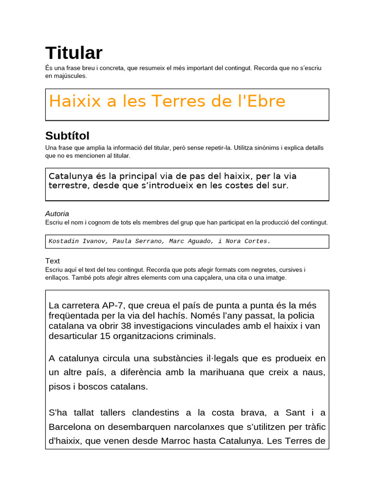 CAT - Plantilla per penjar articles a moodle (1) | PDF