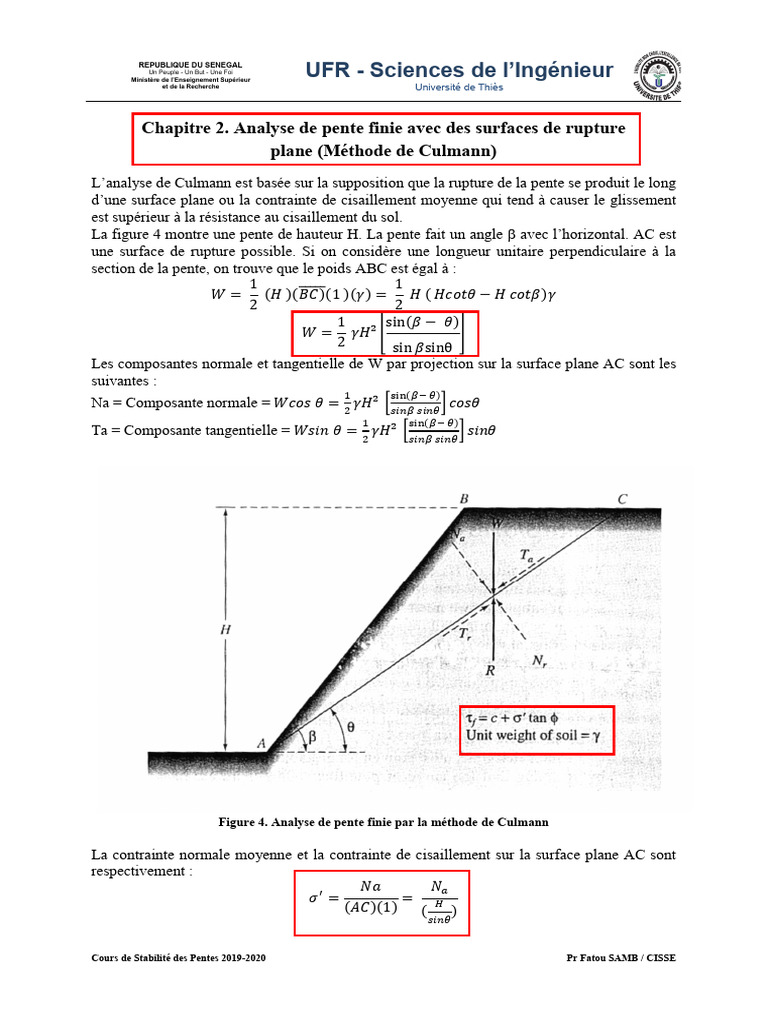 Analyse de pente finie : Méthode de Culmann | PDF | Contrainte de ...
