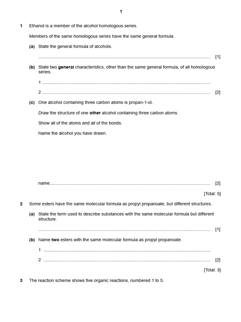 Organic Chemistry Test 1_QP | PDF | Alkene | Chemical Compounds