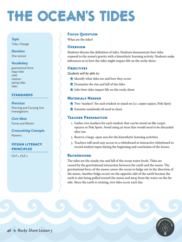 RSC Lesson5 The-Oceans-Tides | PDF | Tide | Moon