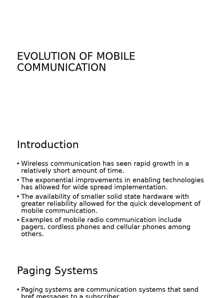 Evolution of Mobile Communication | PDF | Cellular Network | Telephone