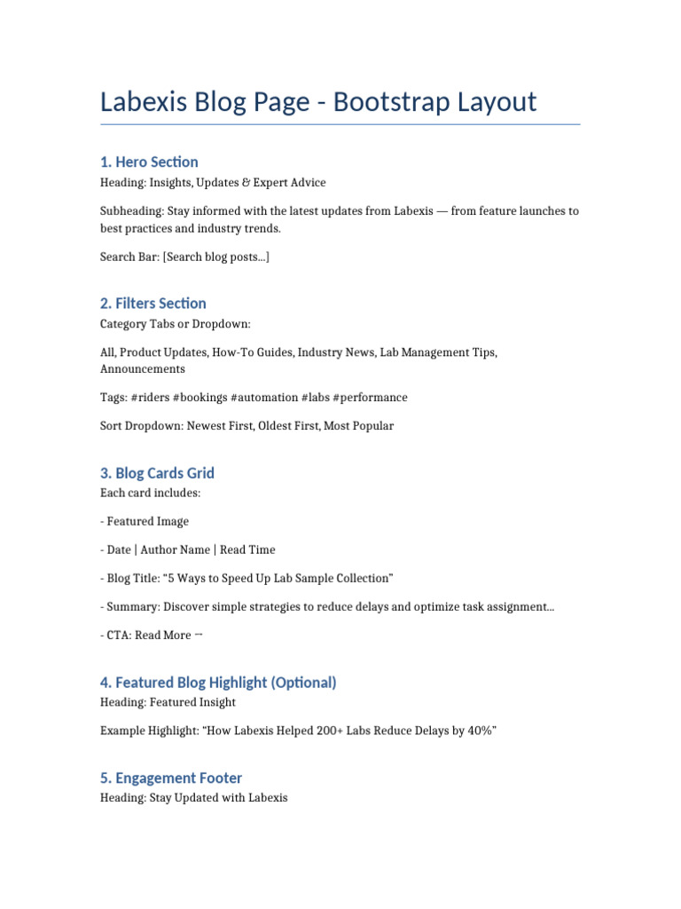 Labexis Blog Page Bootstrap Layout | PDF