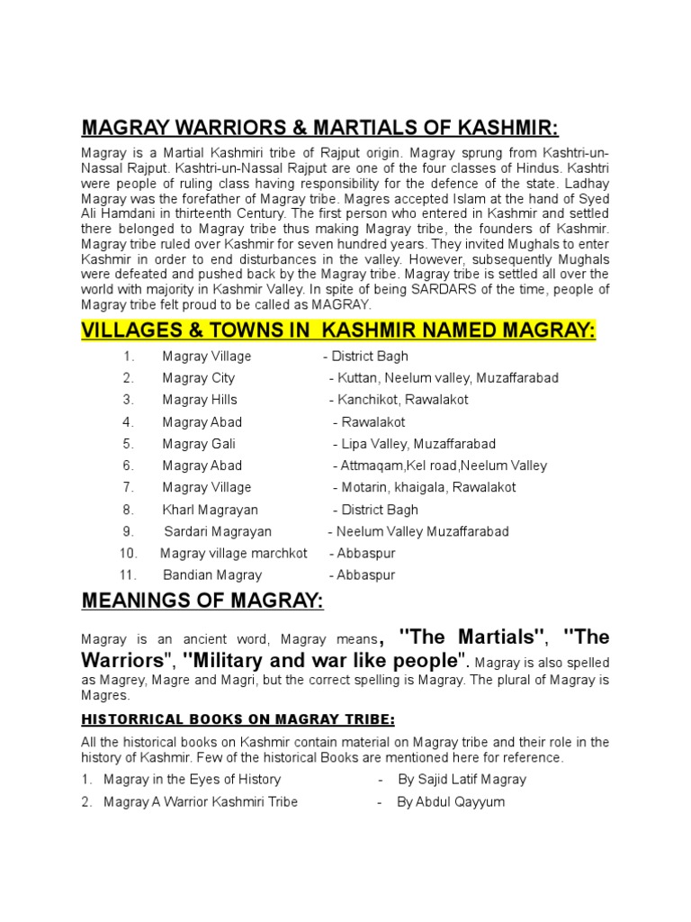 Magray Tribe | PDF | Kashmir | Pakistan