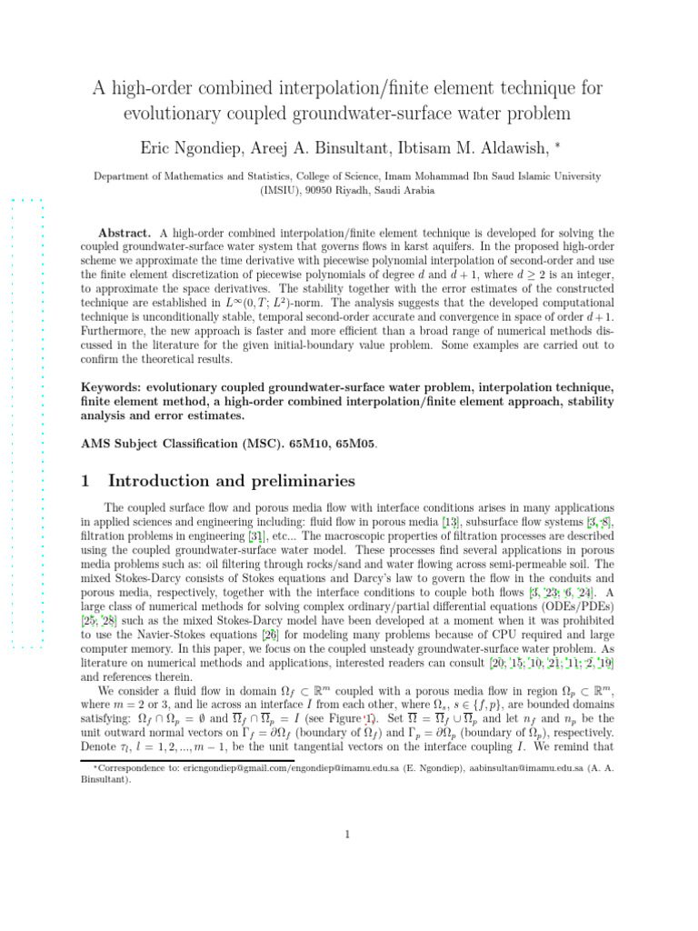 A High-Order Combined Interpolation/finite Element Technique For Evolutionary Coupled ...