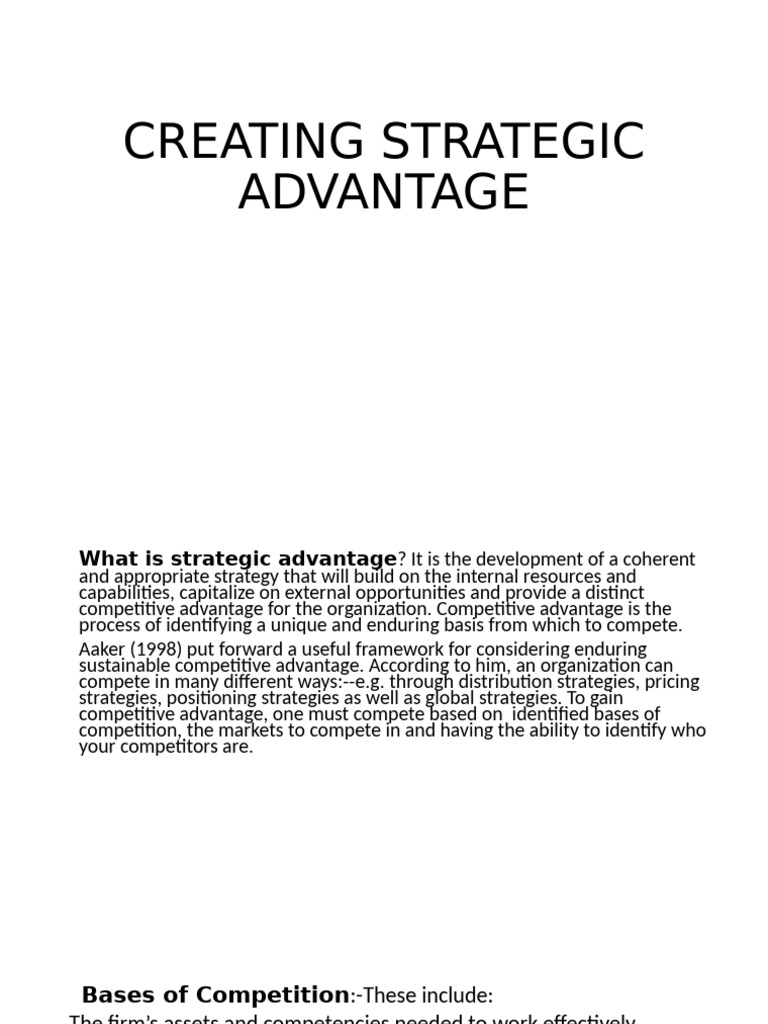 Creating Strategic Advantage | PDF | Competitive Advantage | Strategic ...