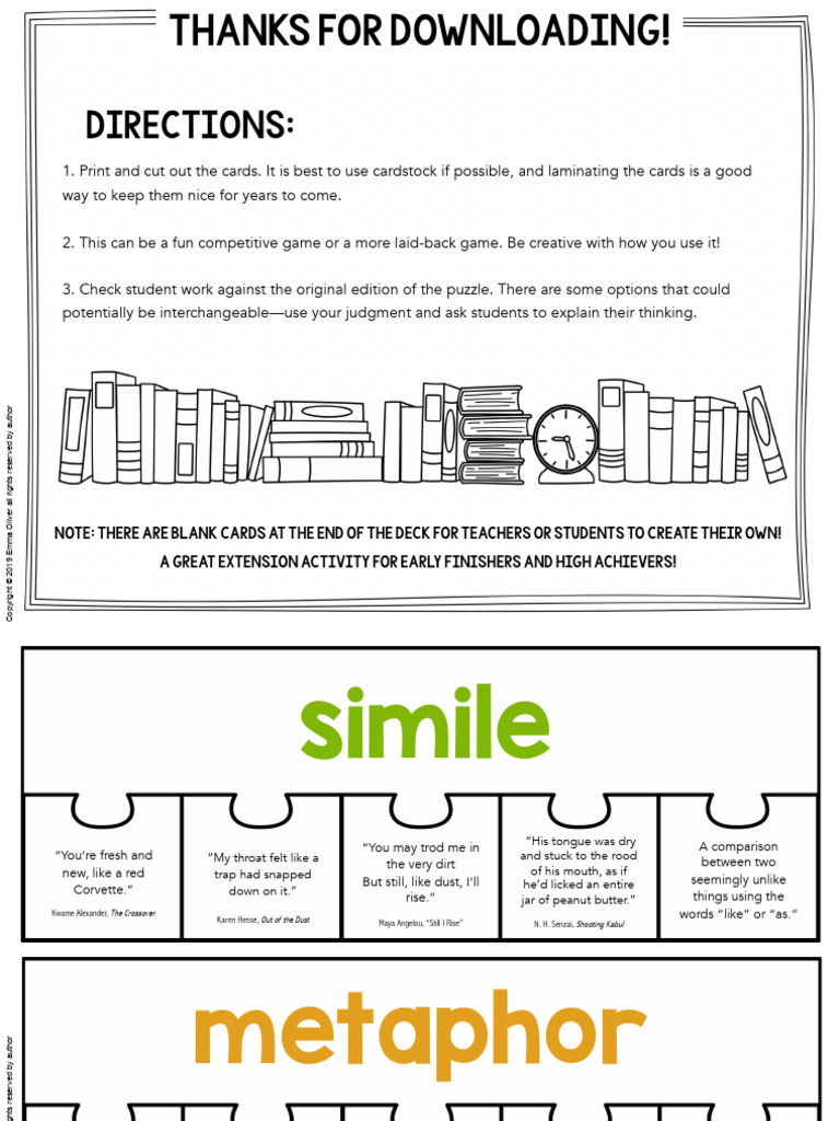 Figurative Language Puzzle | PDF | Teachers