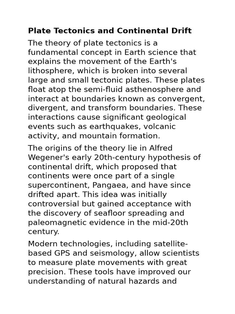 Plate Tectonics and Continental Drift | PDF