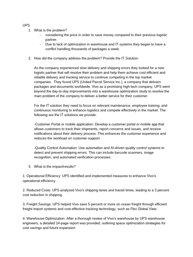 CASE STUDY (UPS and ADTECH) | PDF | United Parcel Service | Logistics