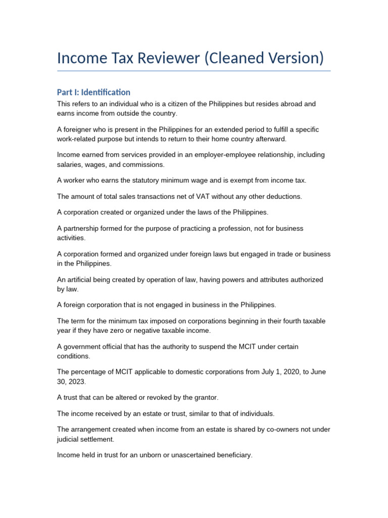 Cleaned_Income_Tax_Reviewer | PDF | Taxes | Income Tax