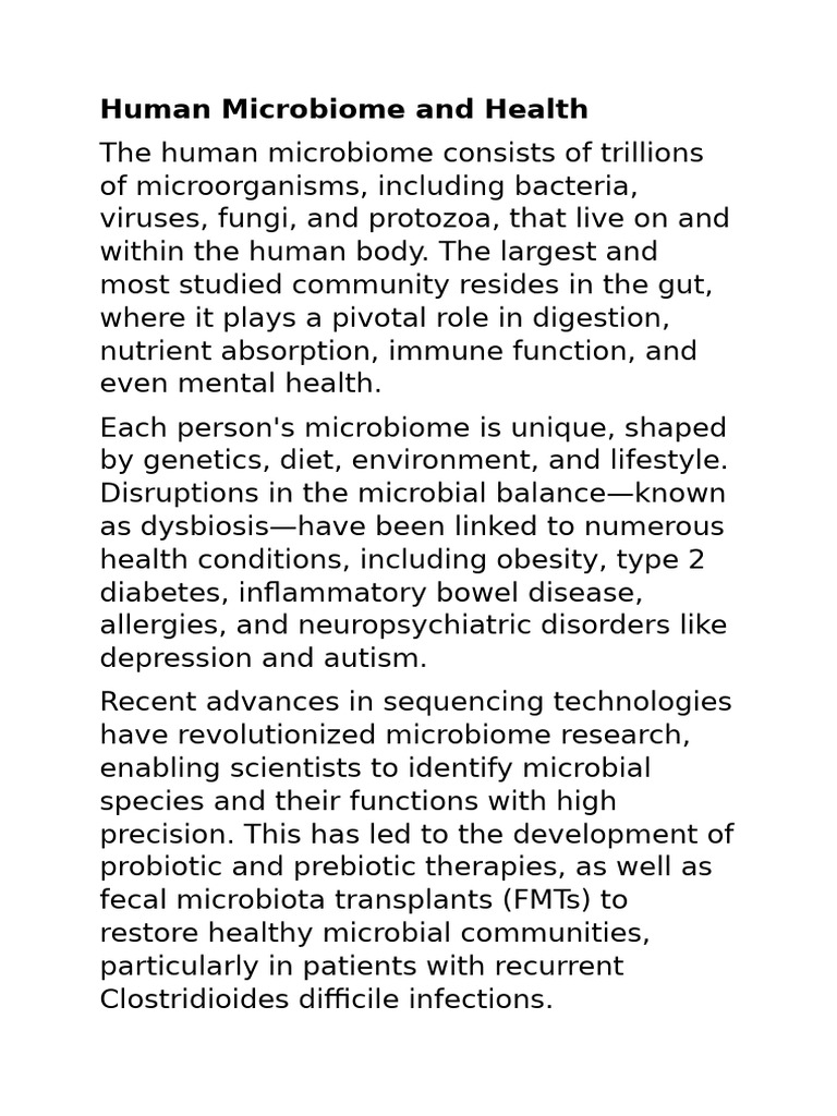 Human Microbiome and Health | PDF