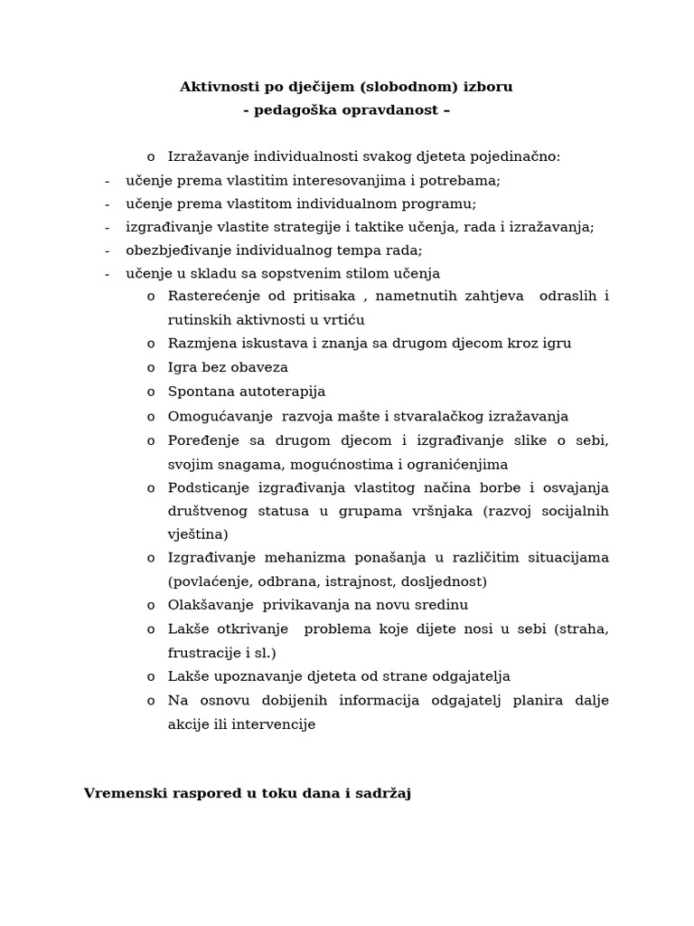 Slobodne Aktivnosti | PDF