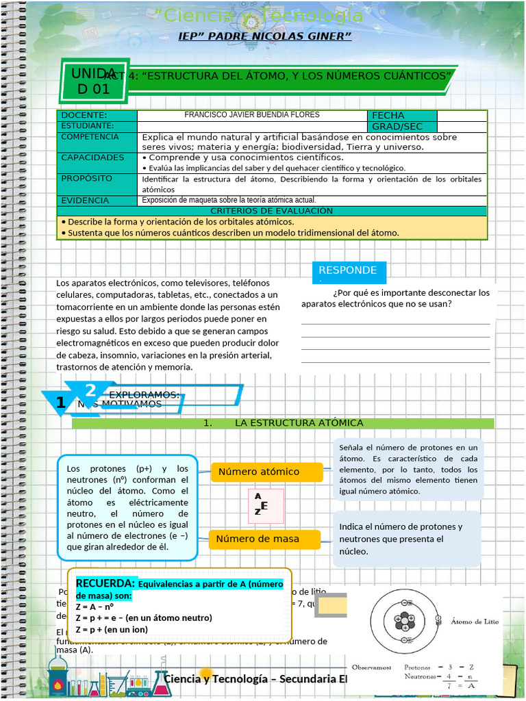 D3º Act 4-Cyt-U1 - 014046 | PDF | Isótopo | Neutrón