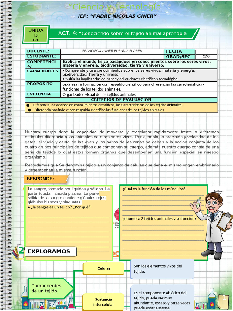 D2º Act 4 Cyt Unid 1 - Sem 4 - 013850 | PDF | Músculo | Epitelio